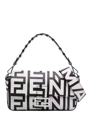 Fendi Fendi Logo Print Baguette Satchel White