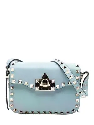 Valentino Garavani Mini Leather Rockstud Flap Crossbody Bag - Blue
