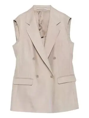 Tagliatore Double-breasted Waistcoat In Linen - Neutrals