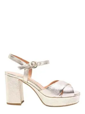 JULIE DEE Platform-heel Crossover-strap Sandals - Gold