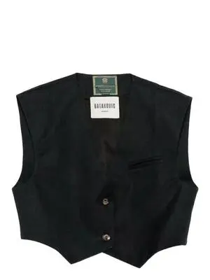 BATAKOVIC Button Linen Gilet - Black