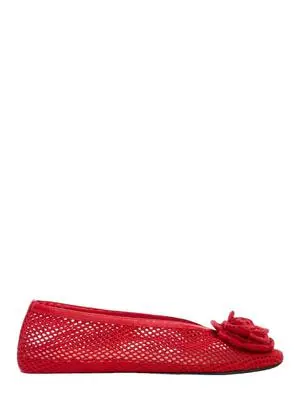 GANNI Jenny Flower-embellished Ballet Flats - Red