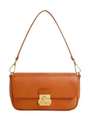 COCCINELLE Medium Pebbled Leather C-me Lock Shoulder Bag - Neutrals