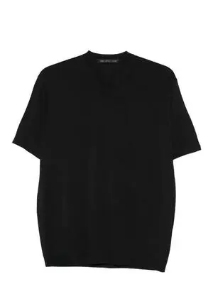 LOW BRAND Crewneck Panelled T-shirt - Black