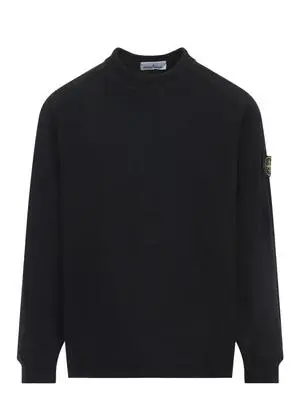 Stone Island Crew-neck Sweatshirt With Logo Patch - Black