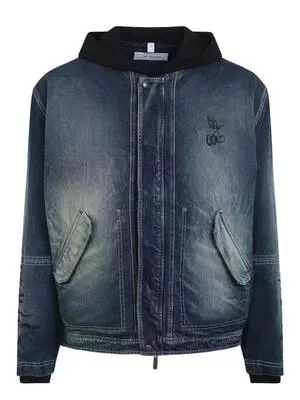 Off-White Hooded Denim Jacket - Blue