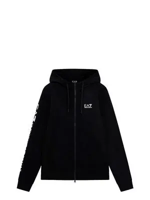EA7 Logo Zip-up Hoodie - Black