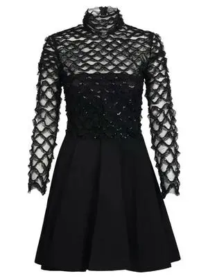 Valentino Garavani High-neck Lace Mini Dress - Black
