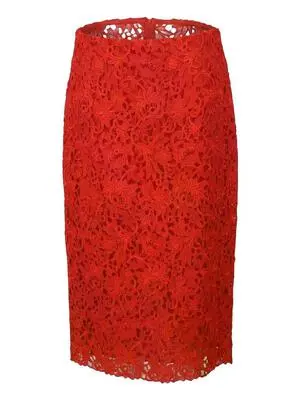 Valentino Garavani Floral Lace Skirt - Red