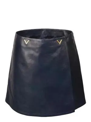 Valentino Garavani Logo-appliqué Mini Skirt - Blue