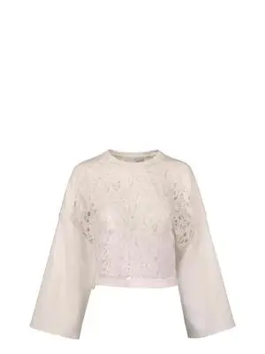 Valentino Garavani Lace-panel Sweatshirt - Neutrals