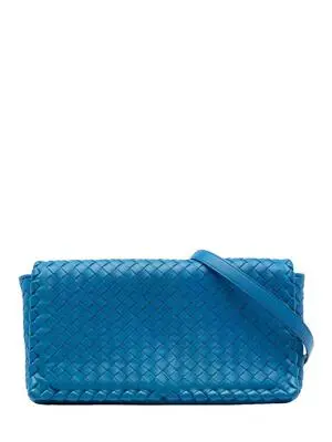 Bottega Veneta Nappa Intrecciato Flap Crossbody Bag - Blue