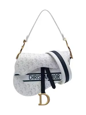 Dior 2021 Perforated Oblique Embossed Calfskin Saddle Bag - Blue