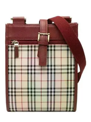 Burberry House Check Canvas Crossbody Bag - Red
