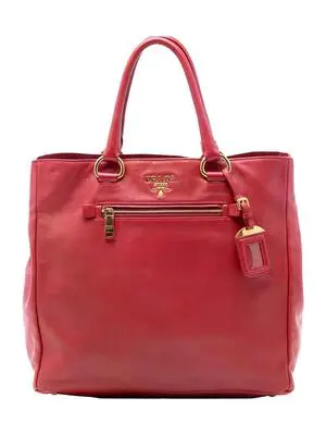 Prada Vitello Daino Open Convertible Tote Satchel - Red