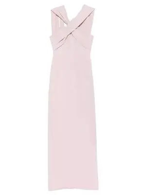 Solace London Petal Halterneck Draped-scarf Maxi Dress - Pink