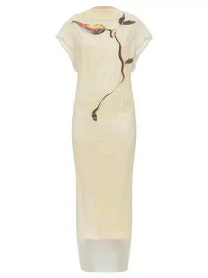 Sportmax Graphic Print Open-back Midi Dress - Yellow