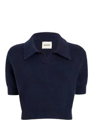 Khaite Leni Knit Polo Sweater - Blue