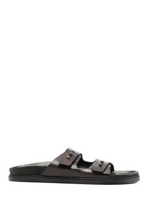 BRADOR Studded Strap Leather Sandals - Brown