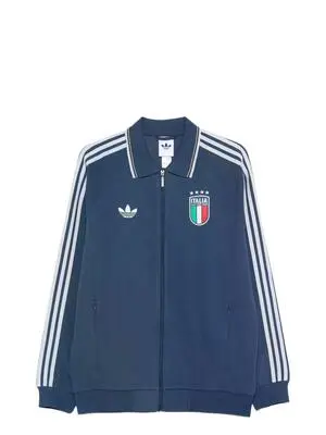 Adidas X Italia Stripe-detail Zip-fastening Sweatshirt - Blue