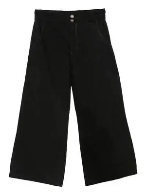 MADFRENZY Double-button Wide Leg Trousers - Black
