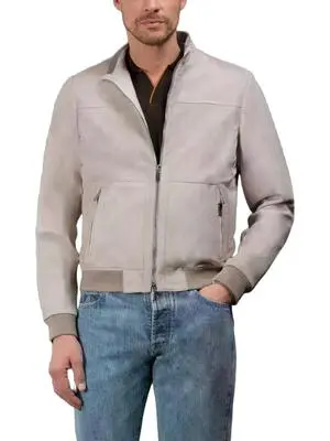 MOORER Maurilio-cpf Suede Zip Jacket - Neutrals