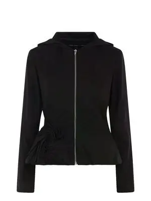 PETRA Zip-up Peplum Hoodie - Black