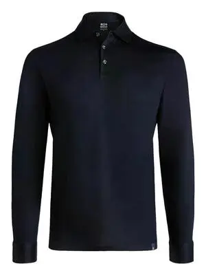 Boggi Milano Long-sleeve Cotton Polo - Blue