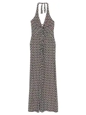IU RITA MENNOIA Patterned Halter Dress - Black