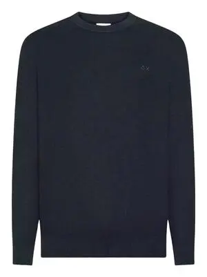 SUN 68 Crewneck Sweater With Embroidered Logo - Blue