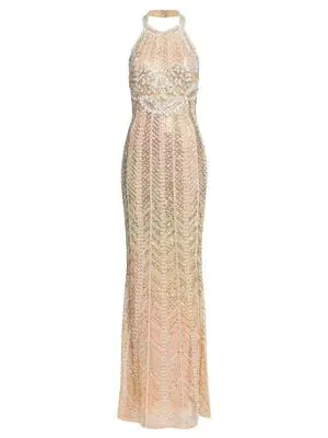 Elie Saab Bead-embroidered Maxi Dress - Neutrals