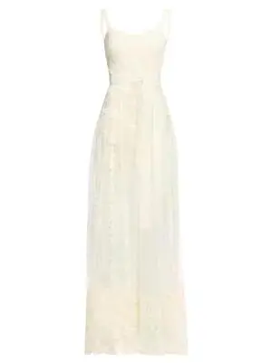 Elie Saab Sleeveless Tulle Maxi Dress - Neutrals