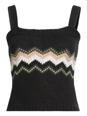 Elie Saab Stud-embellished Knit Top - Black