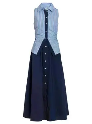 Tanya Taylor Hannah Striped Midi Dress - Blue