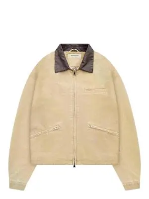 RETERNITY Embroidered Jacket With Leather Collar - Neutrals