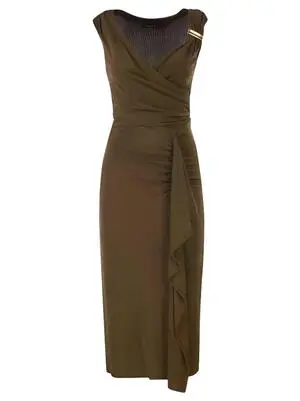 Max Mara Aureo Draped Midi Dress - Brown