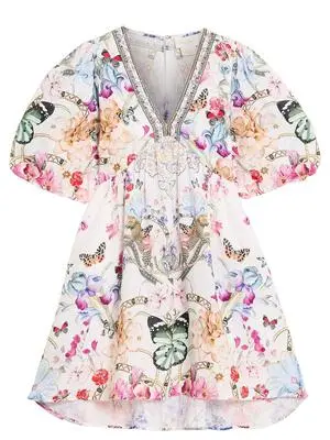 Camilla Crystal-embellished Mini Linen Dress - Multicolor