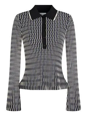 Simkhai Coleen Striped Jacquard-knit Top - Black