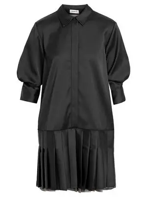 Simkhai Regina Pleated Twill Mini Shirt Dress - Black