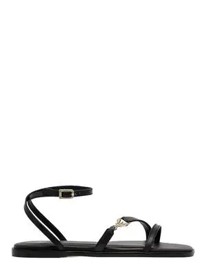 Patrizia Pepe Leather Ankle Strap Sandals - Black