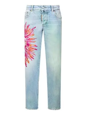 Dsquared2 Jenna Light Wash Floral Print Jeans - Blue