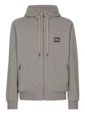 Dolce & Gabbana Logo-plaque Zip-up Hoodie - Grey