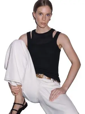 ME+EM Double Layer Slim Vest Set - Black