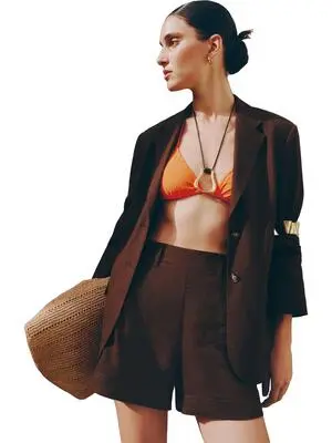 ME+EM Crease-less Linen Shorts - Cocoa Brown