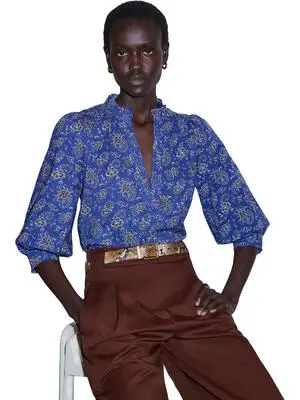 ME+EM Paisley Print Straight Blouse