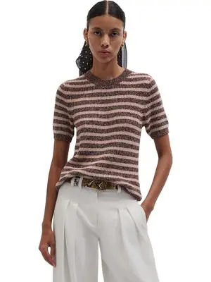 ME+EM Mouliné Stripe Straight Knit Tee Cinnamon Multi