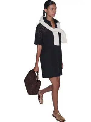 ME+EM Broderie Anglaise Shirt Dress With Belt And Slip - Black