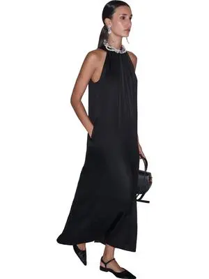 ME+EM Halterneck Shift Maxi Dress - Black