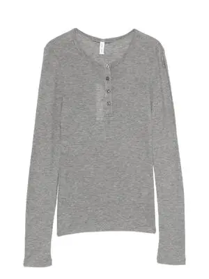 SAMSOE SAMSOE Buttoned Long-sleeve Top - Grey