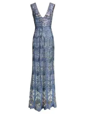 Elie Saab Sequin-embellished Maxi Dress - Blue